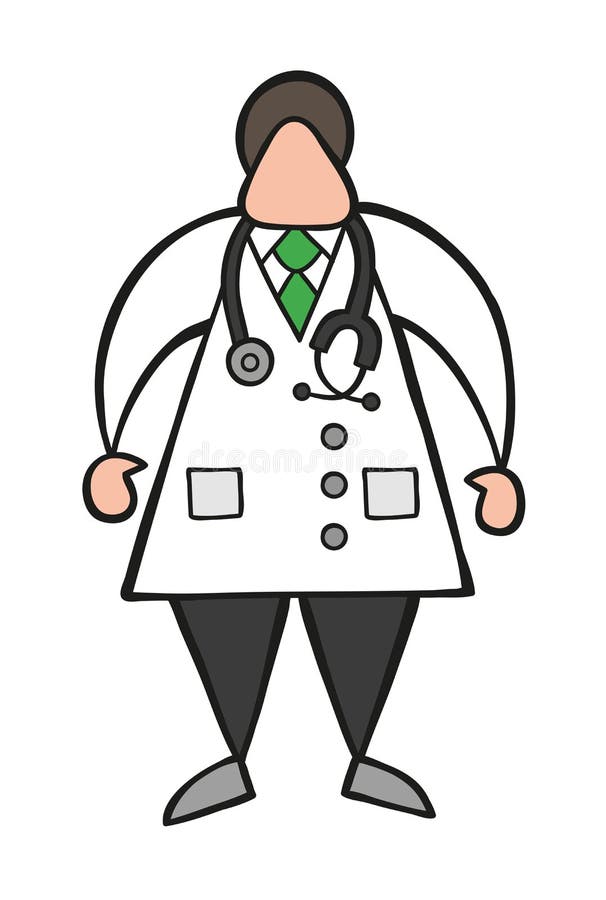 Vector Cartoon Doctor Man Standing with Stethoscope Stock Vector ...
