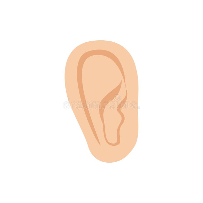 Vector Illustration of Cartoon Ear Isolated on White Background. Stock ...