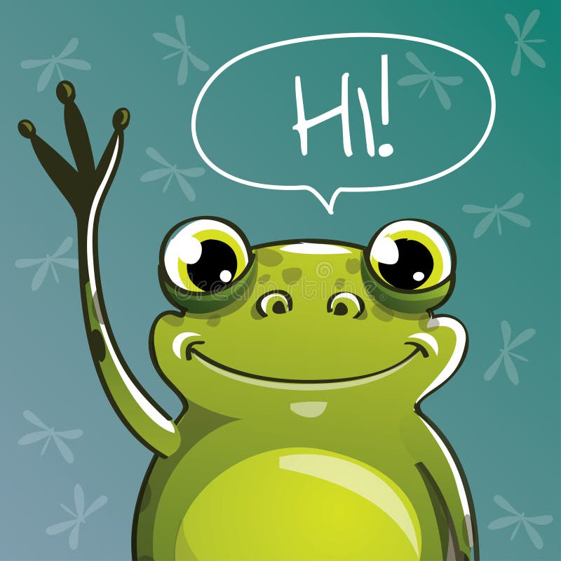 Vector Illustration of Cartoon Frog. Hi. Stock Vector - Illustration of ...