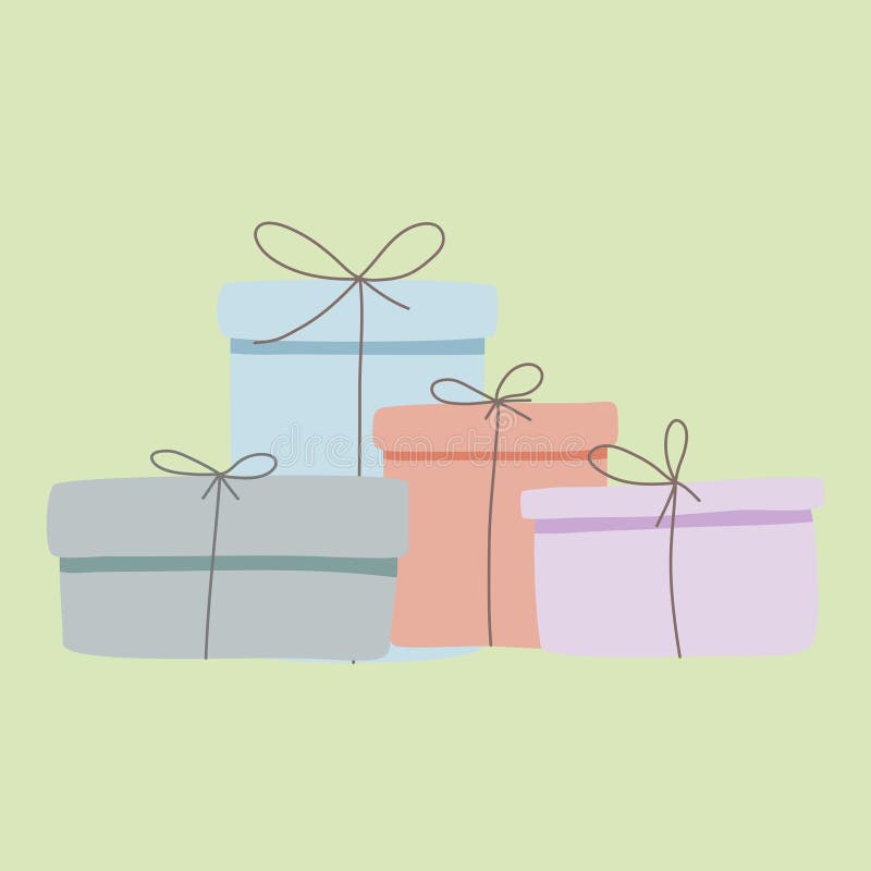 Vector Illustration of Cartoon Hand Drawn Gift Boxes. Stock Vector ...