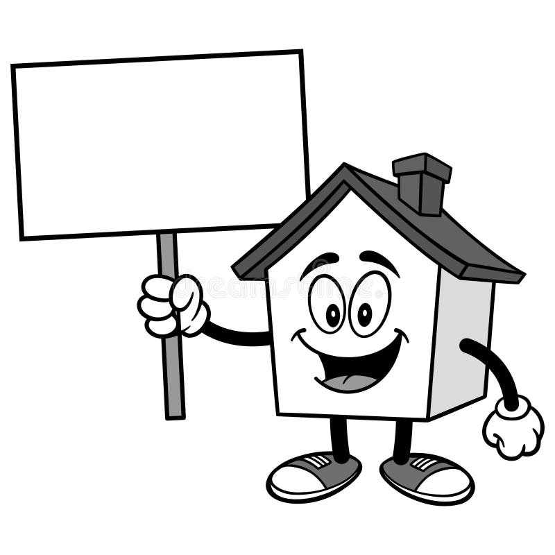 House with Sign Illustration Stock Vector - Illustration of industry ...