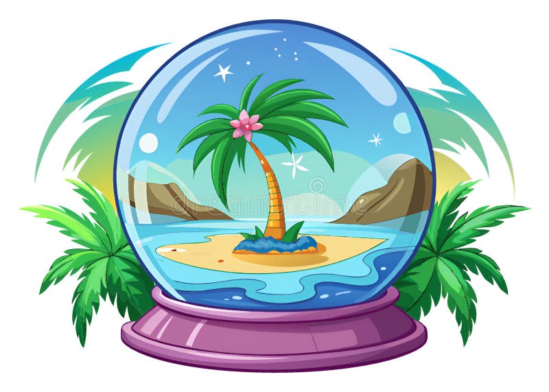 Vector Illustration of a Cartoon Island with a Tropical Island on the ...