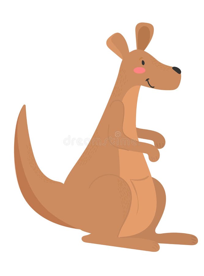 Vector Illustration of Cartoon Kangaroo Cute Kangaroo in Flat Style ...