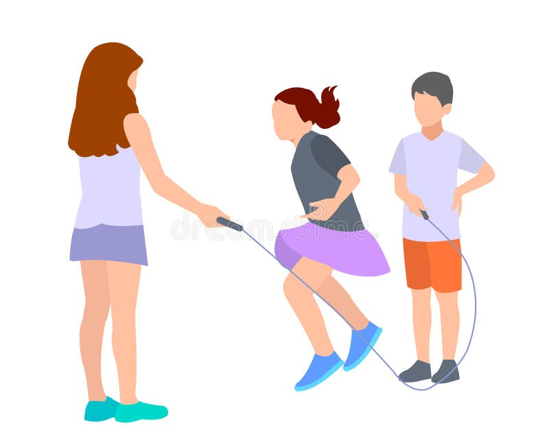 Vector Illustration Cartoon of Kids Jumping Rope Stock Vector ...