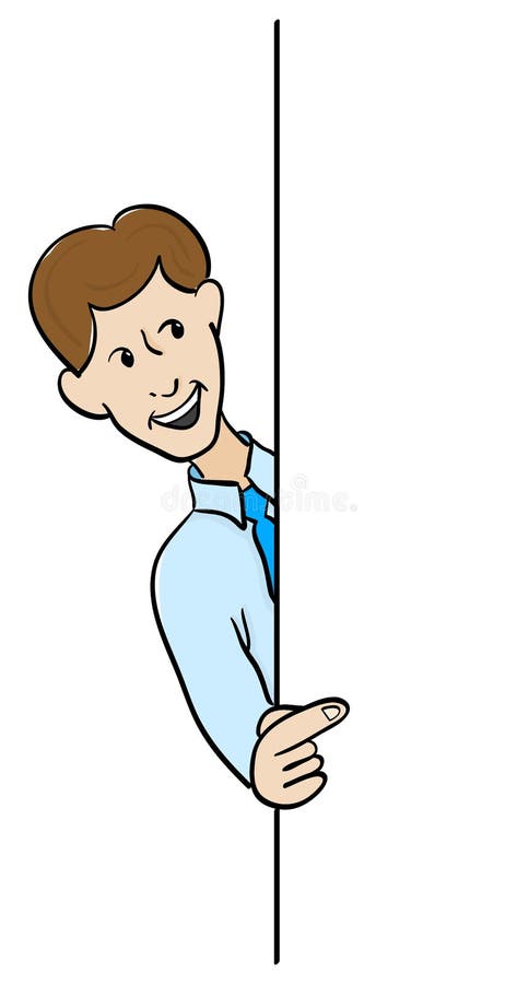 Man pointing to a sign stock vector. Illustration of blank - 30314092