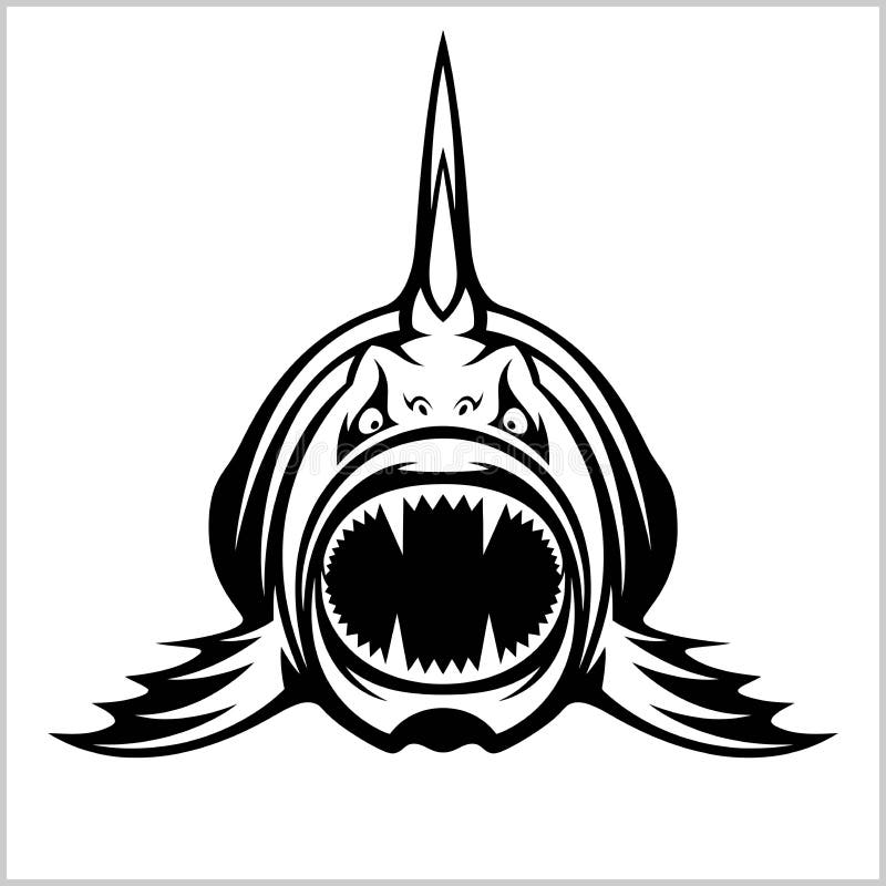 Cartoon Monster Fish Isolated on White Stock Vector - Illustration of ...