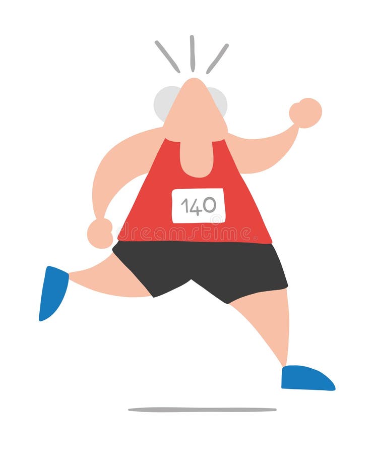 Vector Illustration Cartoon Old Athlete Man Running Stock Vector ...