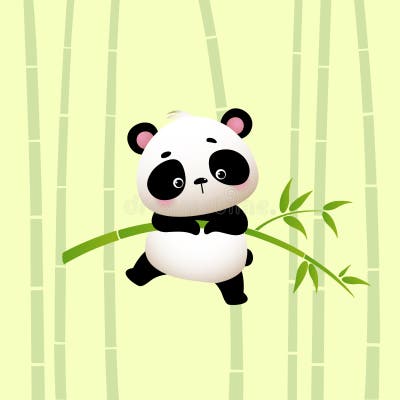 Vector Illustration Cartoon Panda Hanging on the Bamboo Trees Stock ...