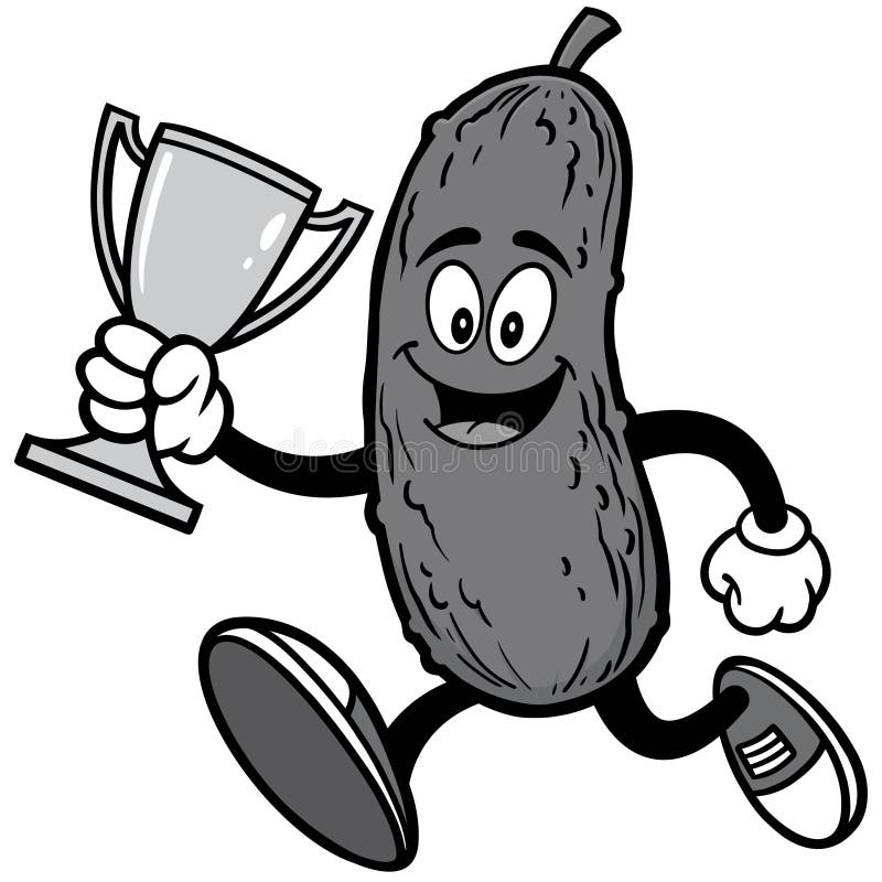 Pickle Running with Trophy Illustration Stock Vector - Illustration of ...