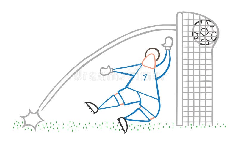 Vector Cartoon Goolkeeper Man Concede a Goal. Stock Vector ...