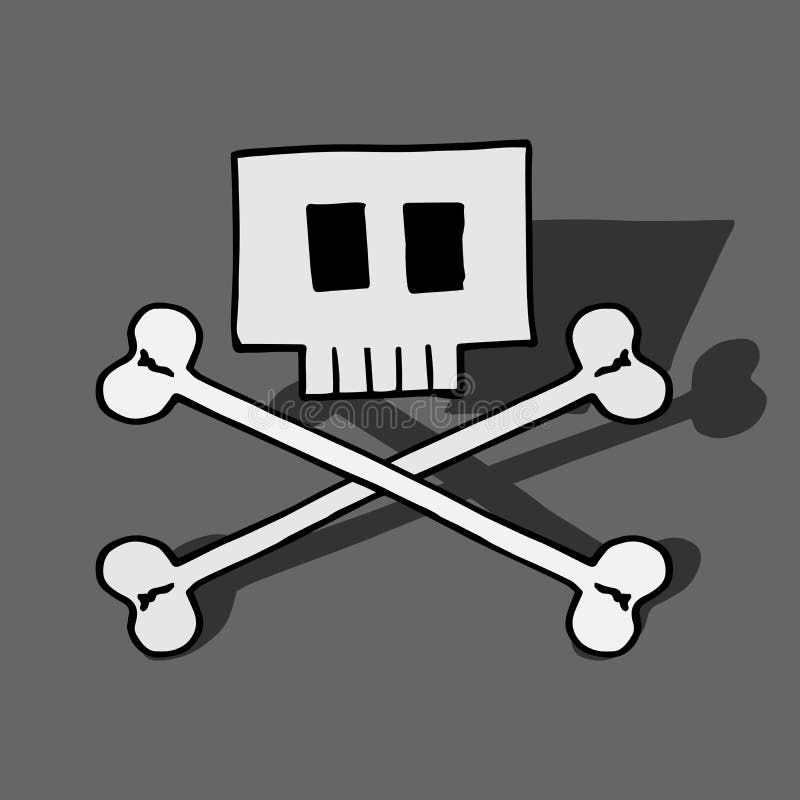 Vector Illustration of a Cartoon Square Skull. Hand Drawv Square Skull ...
