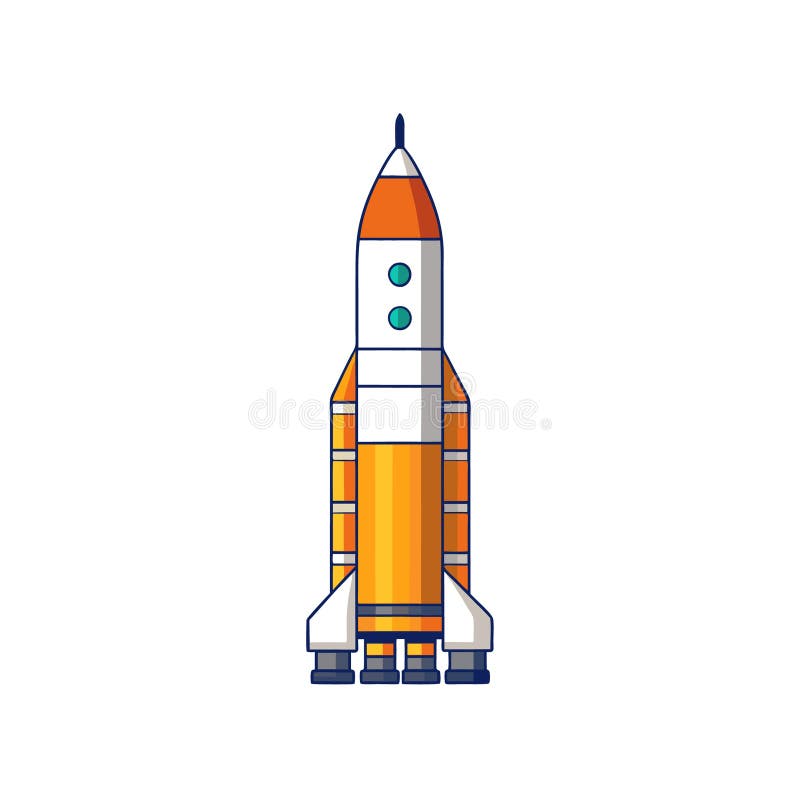 Cartoon Rocket Ship, Isolated, Vector Illustration, on White Stock ...