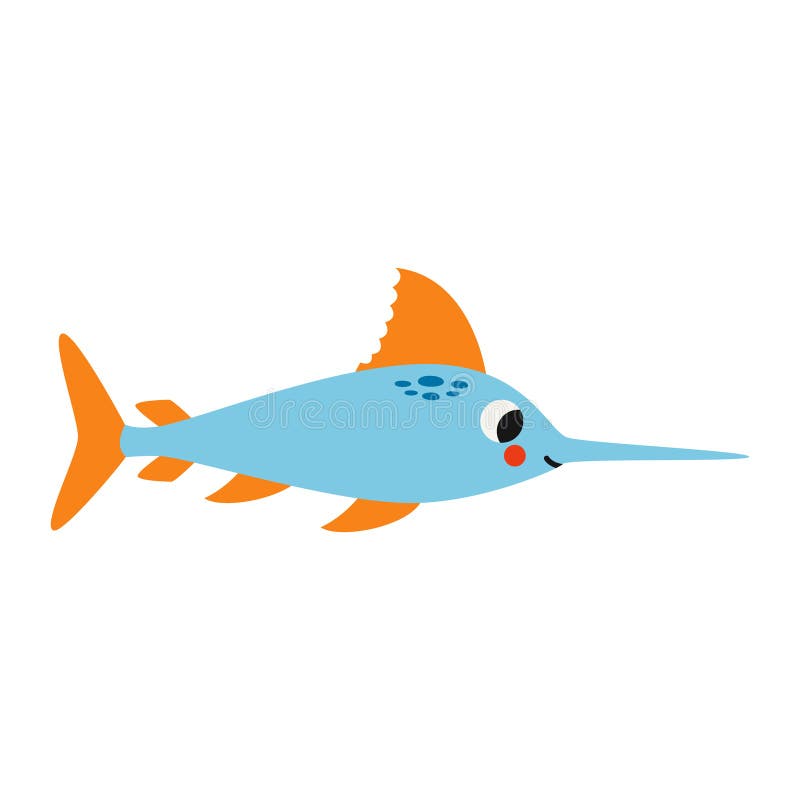 Cute Swordfish Cartoon Illustration Stock Illustration - Illustration ...