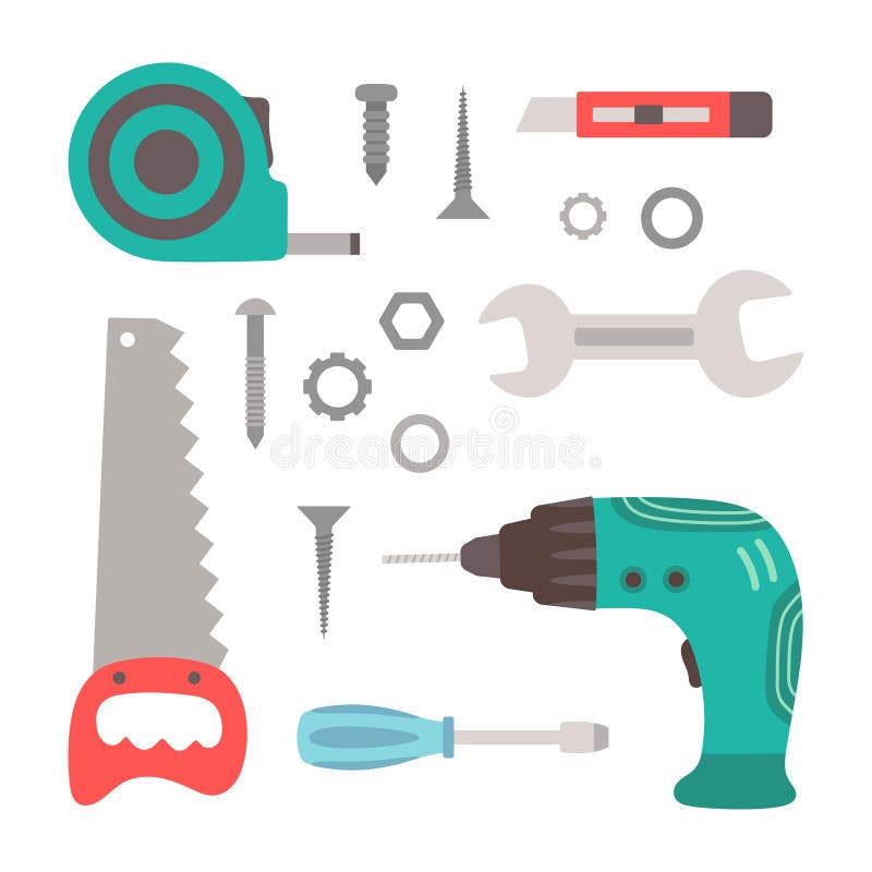 Cartoon Set of Tools for Repair in Flat Style Stock Vector ...