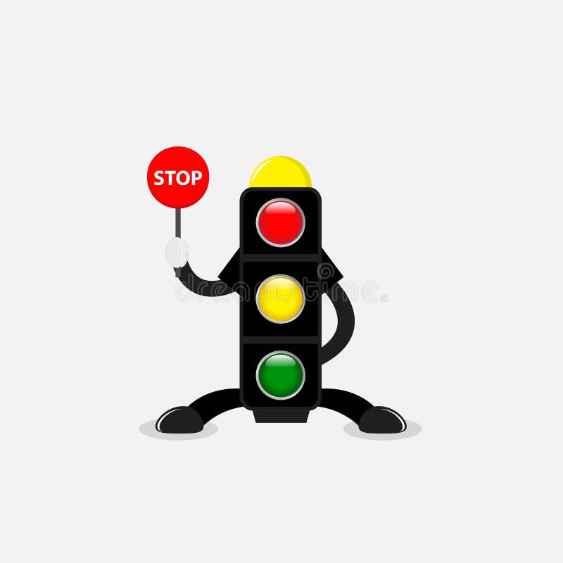 Vector Illustration Cartoon Traffic Light Character Design Stock Vector ...
