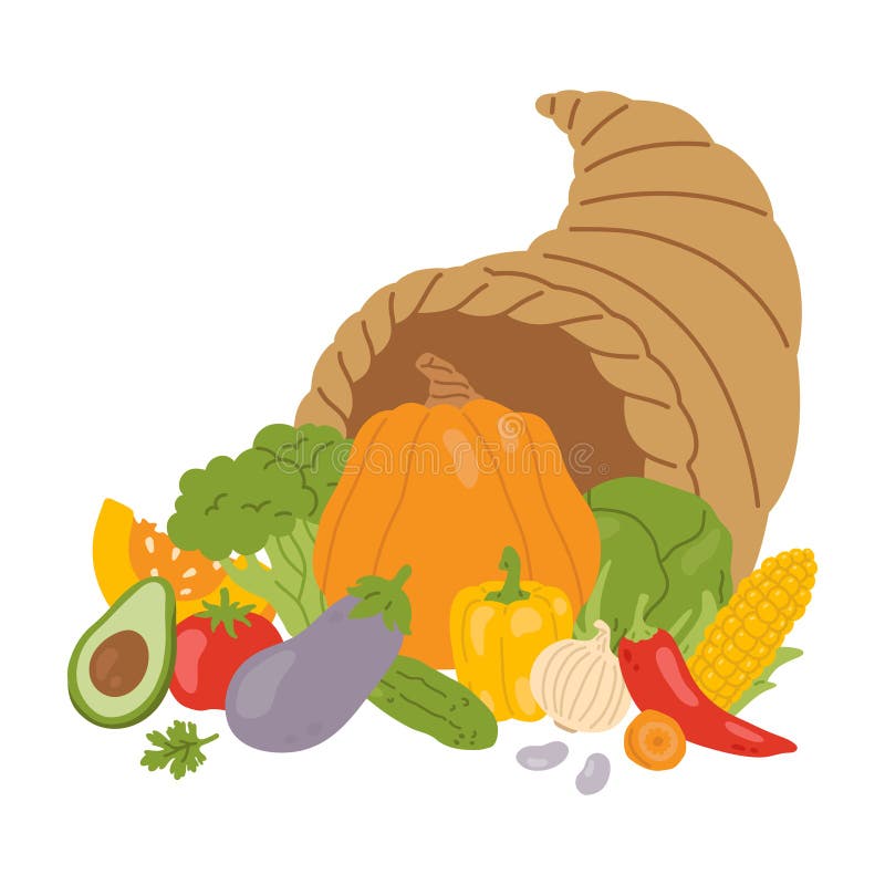 Cartoon Cornucopia. Vector Illustration with Simple Gradients. Stock ...