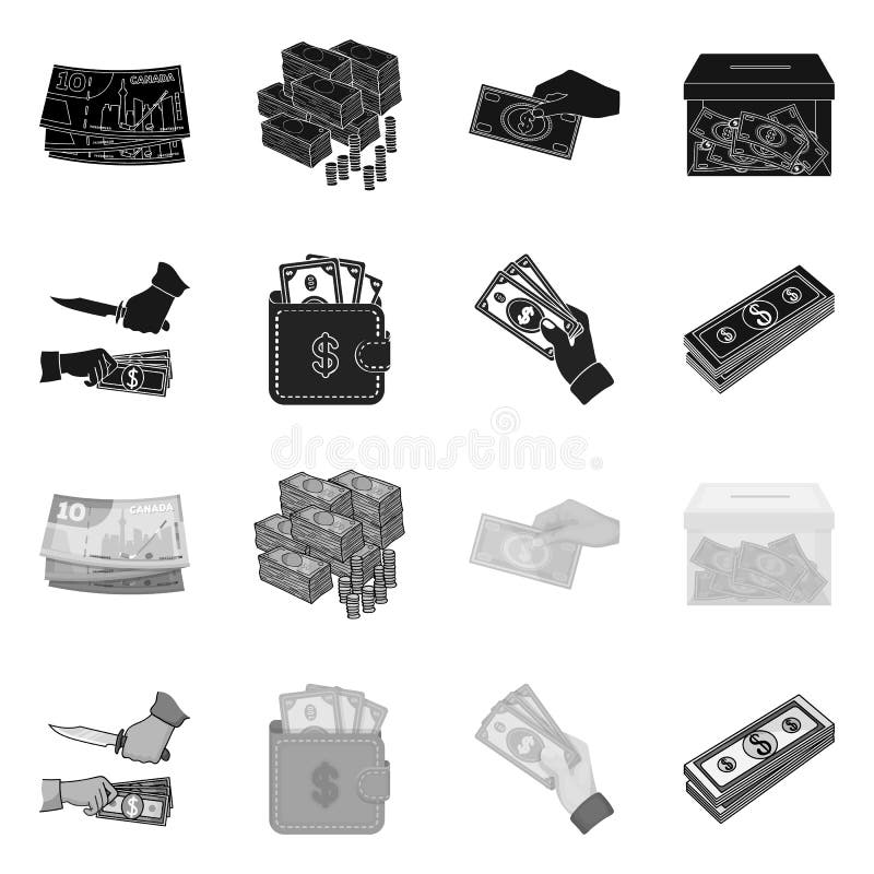 Vector Design of Cash and Currency Logo. Collection of Cash and Stack ...