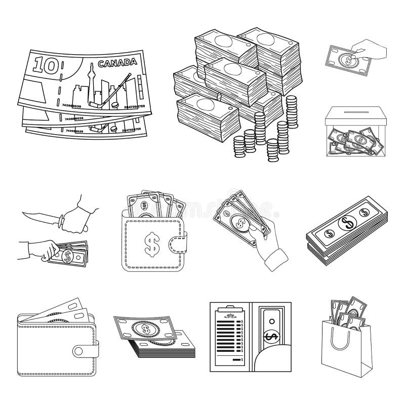 Vector Design of Cash and Currency Sign. Set of Cash and Stack Stock ...