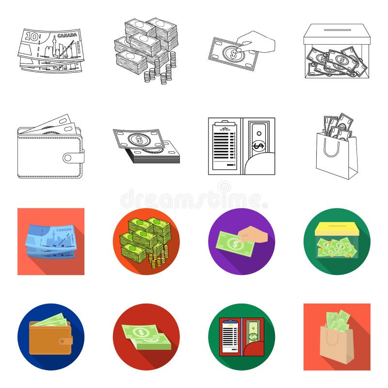 Vector Design of Cash and Currency Icon. Set of Cash and Stack Stock ...