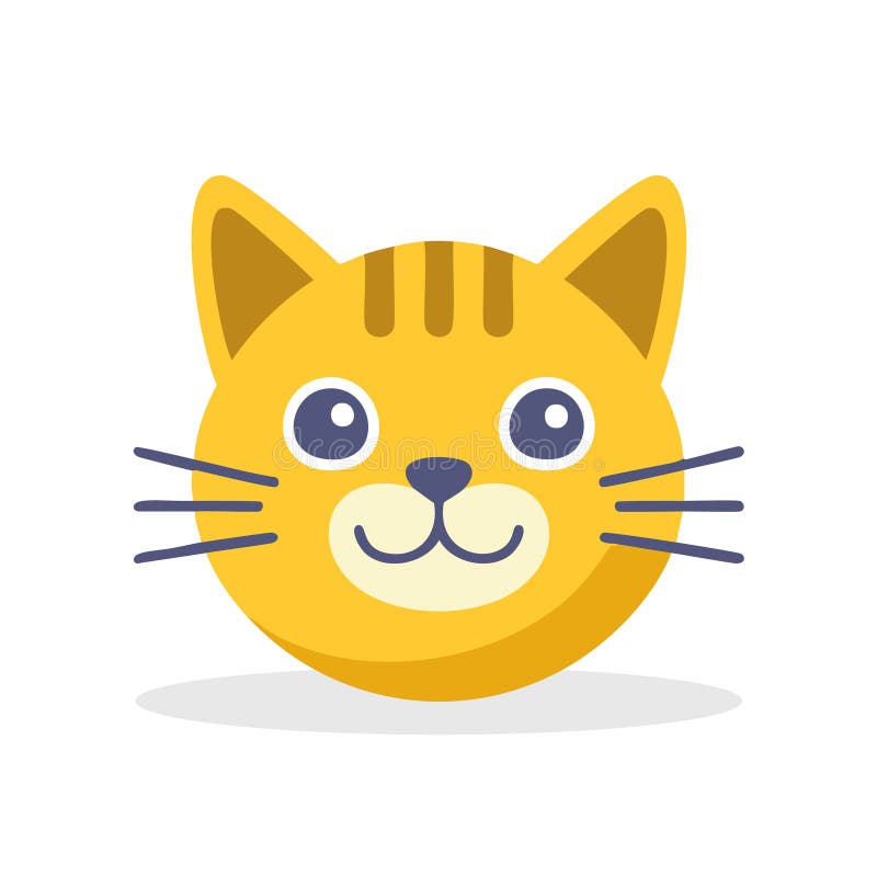 Vector Illustration of Cat, Cute Kitty Happy Face Icon Stock ...