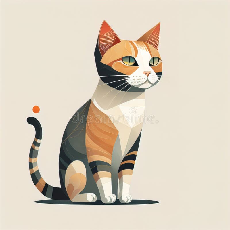 Vector Illustration of a Cat in a Flat Style. Cute Cat Stock ...