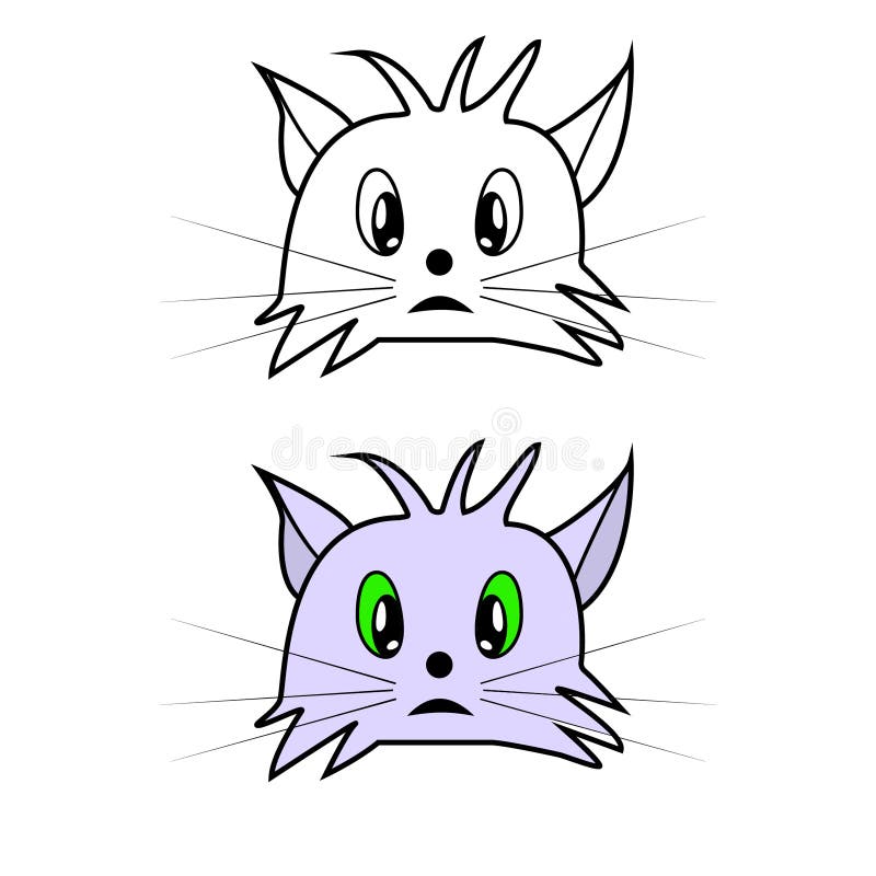 Vector Illustration of Cat Head Cartoon Style Stock Illustration ...
