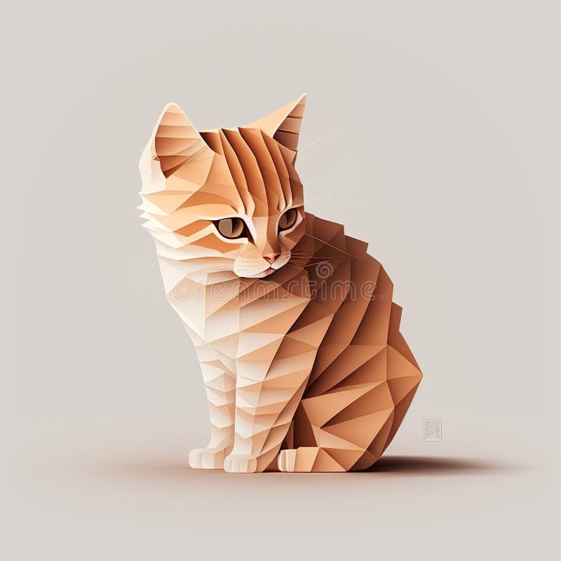 Vector Illustration of a Cat Made of Polygonal Origami. Stock ...