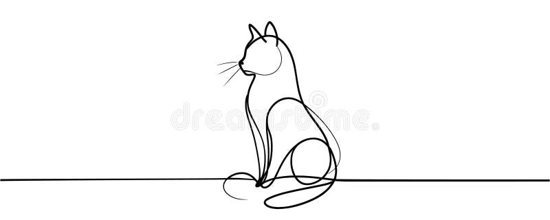 Vector Illustration. Cat in One Line Stock Vector - Illustration of ...