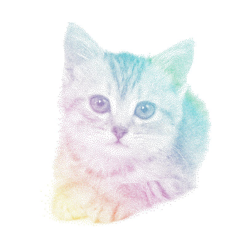 Vector Illustration Cat in Spectrum Stipple Graphic Style Stock Vector ...