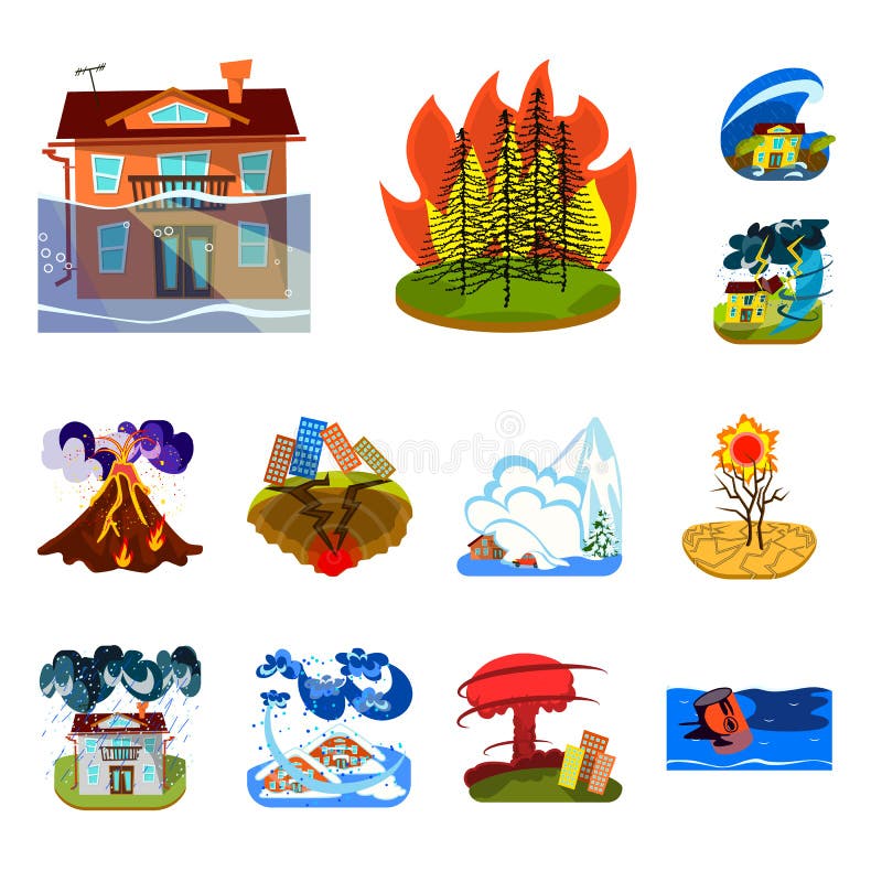 Vector Design of Cataclysm and Disaster Icon. Collection of Cataclysm ...