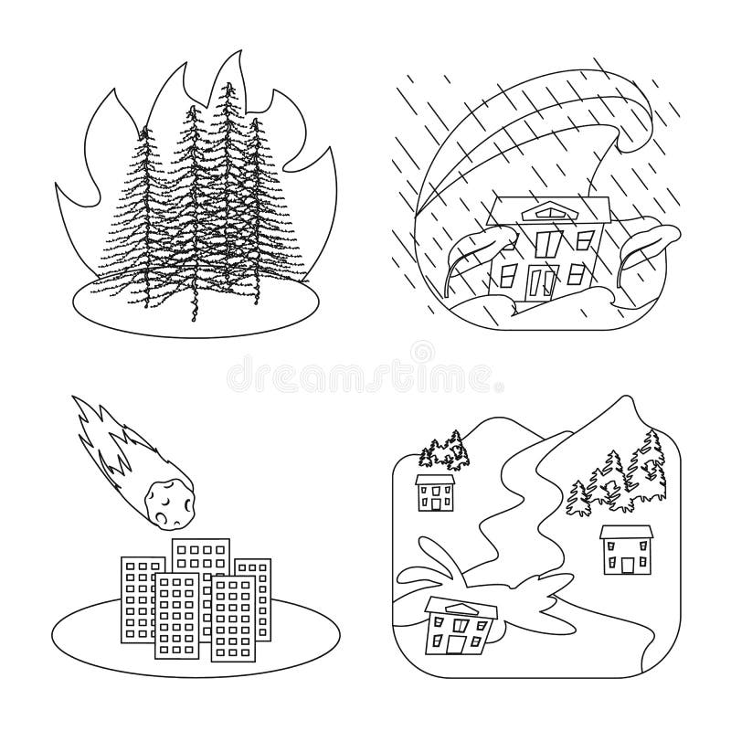 Vector Design of Cataclysm and Disaster Icon. Collection of Cataclysm ...
