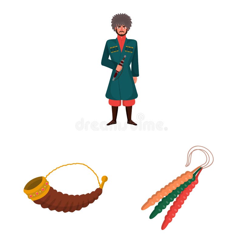 Vector Illustration of Caucasus and Traditions Symbol. Set of Caucasus ...
