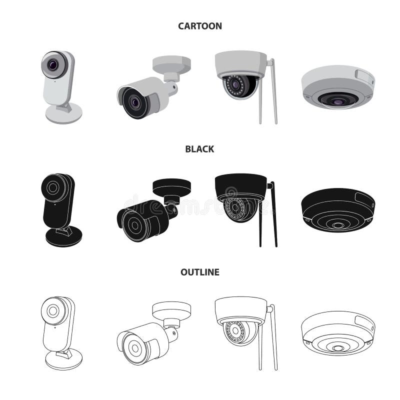 Vector Illustration of Cctv and Camera Icon. Set of Cctv and System ...