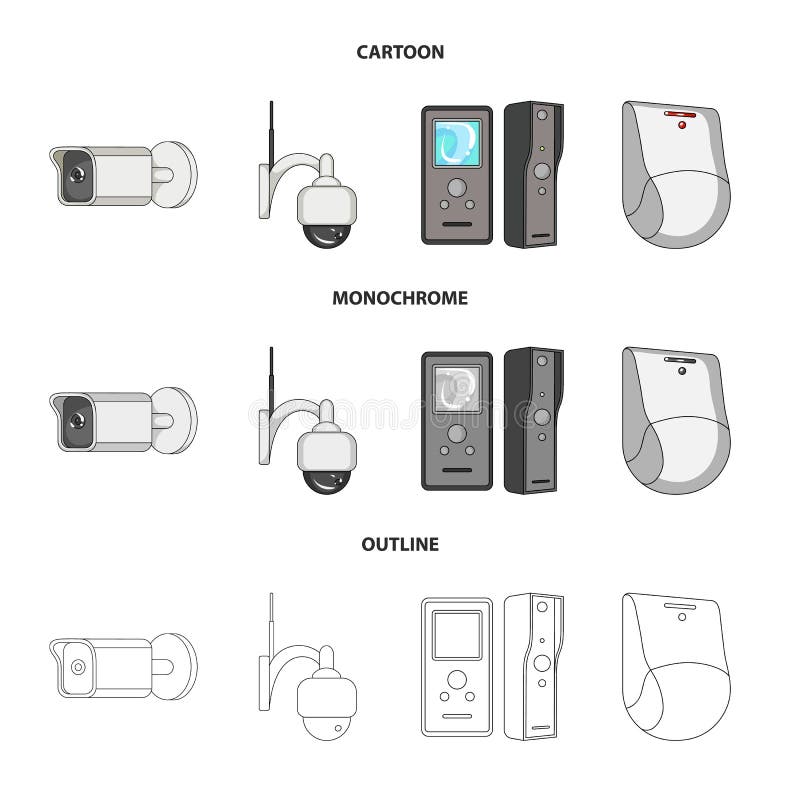 Vector Illustration of Cctv and Camera Icon. Set of Cctv and System ...