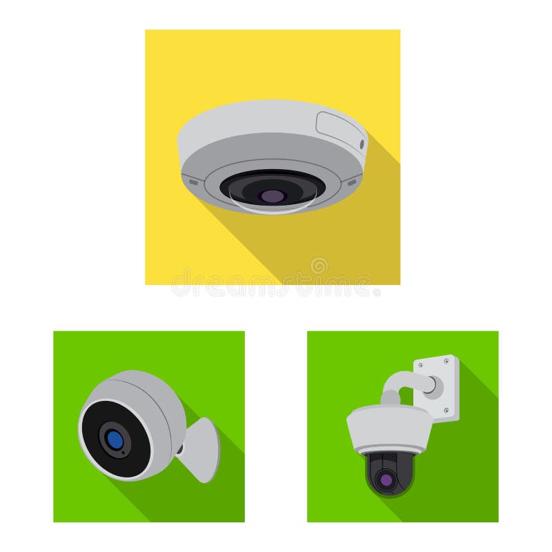 Vector Illustration of Cctv and Camera Sign. Collection of Cctv and ...