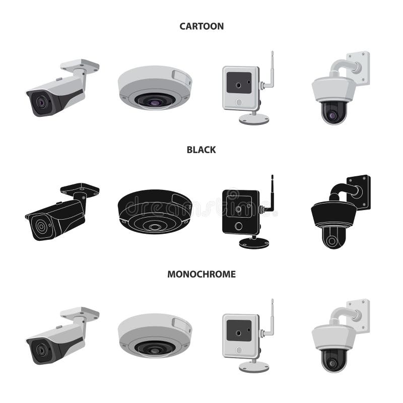 Two cctv cameras with flag stock illustration. Illustration of banner ...