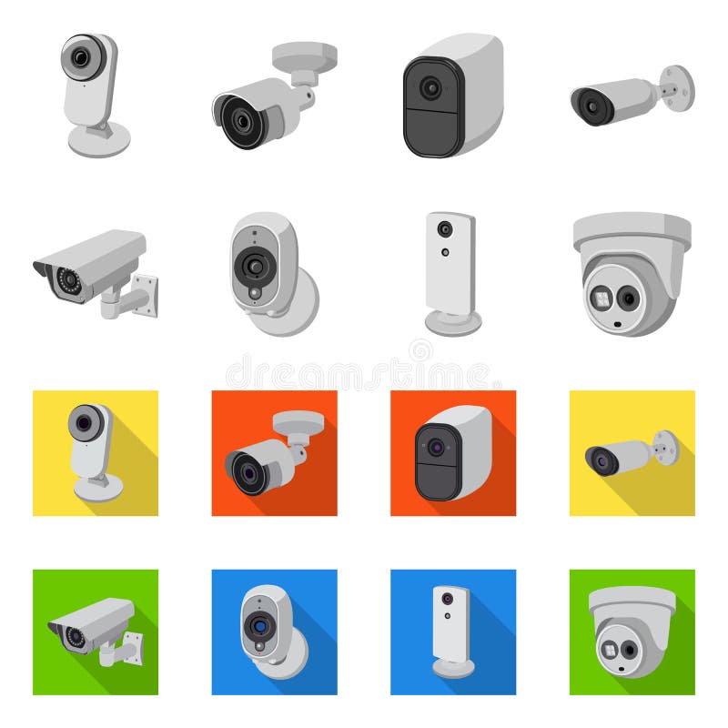 Vector Illustration of Cctv and Camera Symbol. Set of Cctv and System ...
