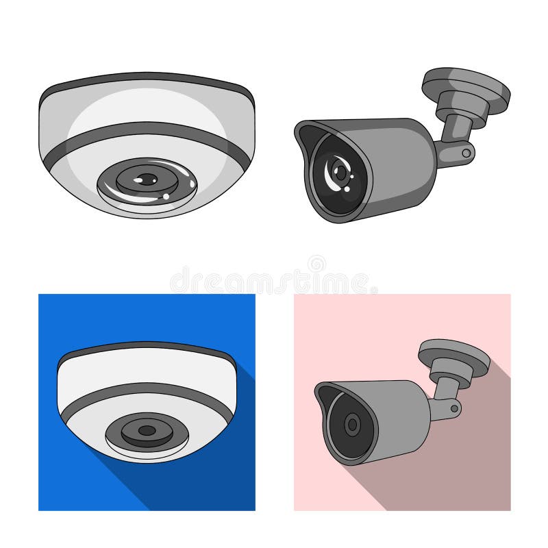 Vector Illustration of Cctv and Camera Symbol. Set of Cctv and System ...