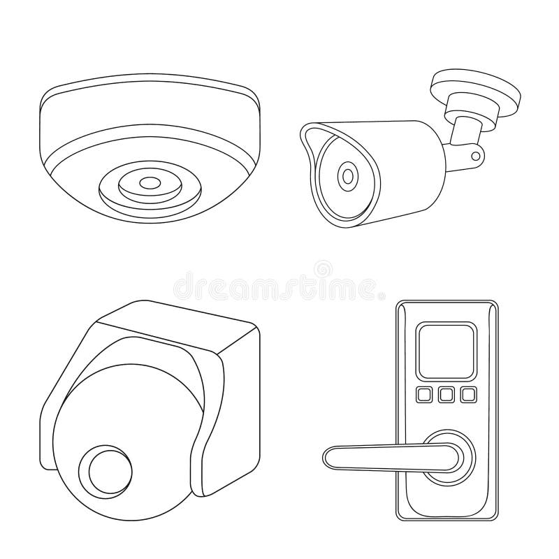 Vector Illustration of Cctv and Camera Symbol. Set of Cctv and System ...