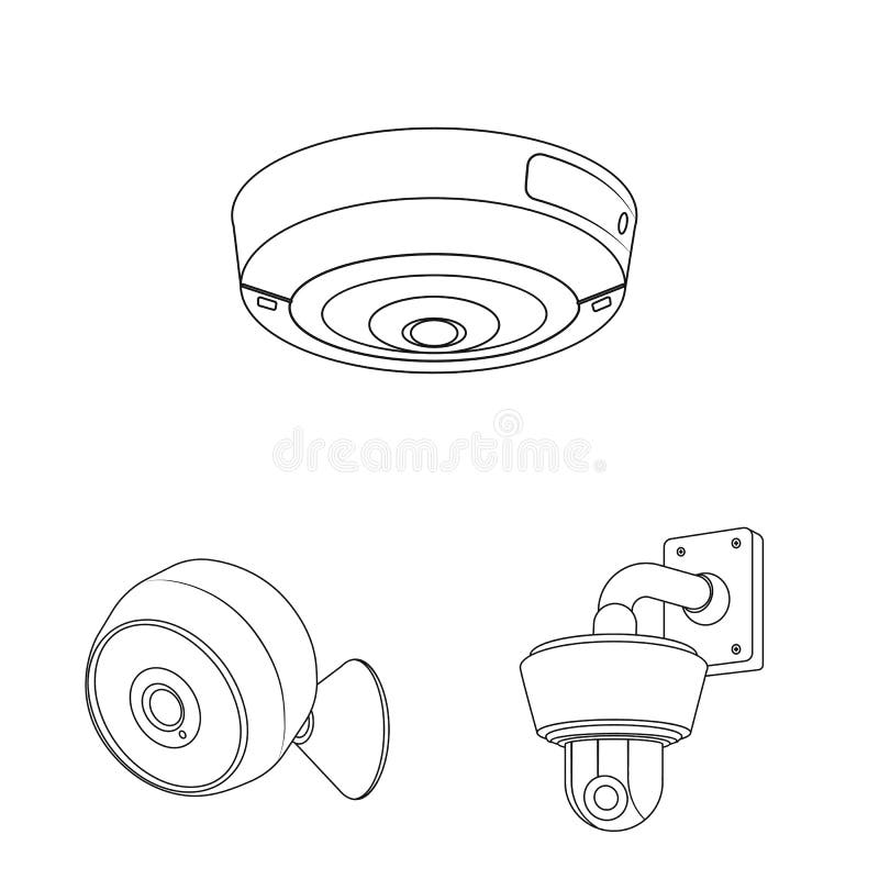 Vector Illustration of Cctv and Camera Symbol. Set of Cctv and System ...