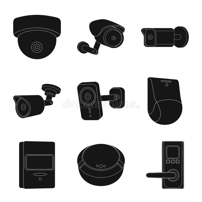 Vector Illustration of Cctv and Camera Symbol. Set of Cctv and System ...