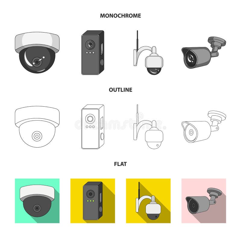 Vector Illustration of Cctv and Camera Symbol. Set of Cctv and System ...