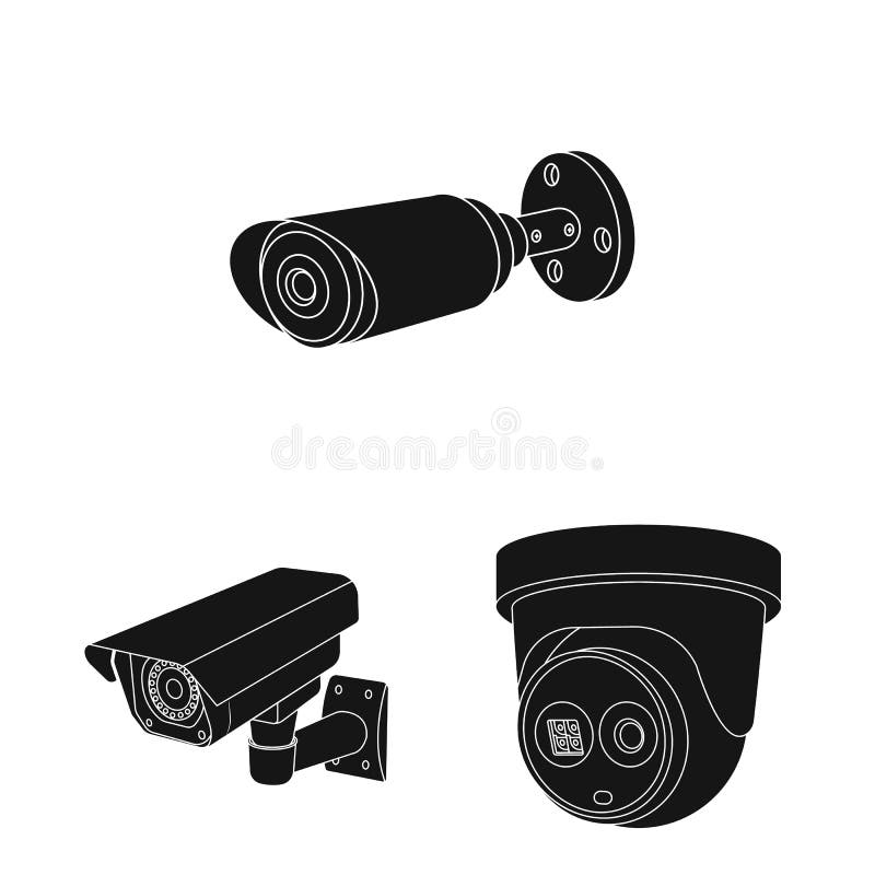 Vector Illustration of Cctv and Camera Symbol. Set of Cctv and System ...