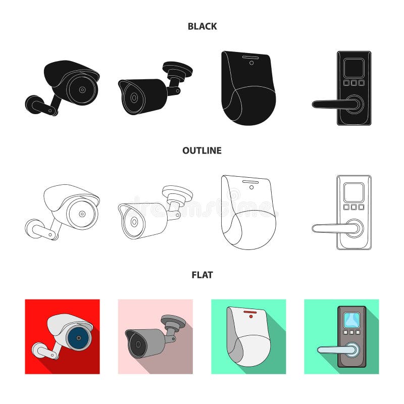 Vector Illustration of Cctv and Camera Symbol. Set of Cctv and System ...