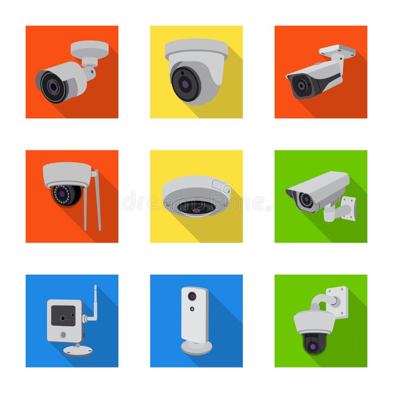 Vector Illustration of Cctv and Camera Symbol. Set of Cctv and System ...