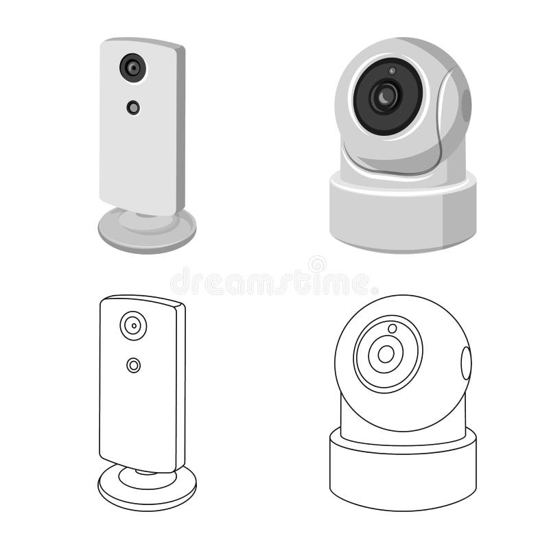 Vector Illustration of Cctv and Camera Symbol. Set of Cctv and System ...