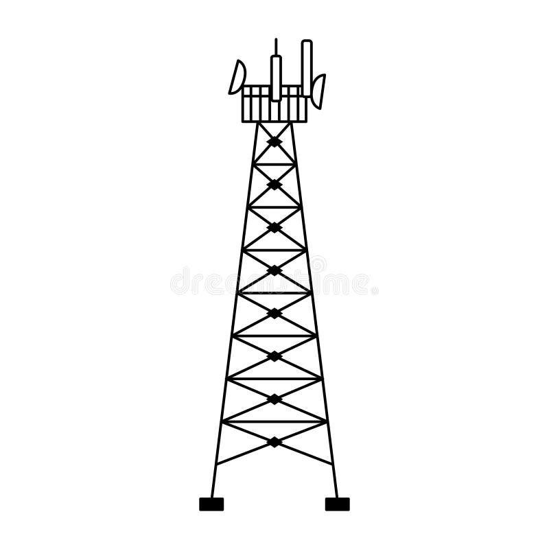 Vector Illustration of a Cellular Communication Tower. 5G, 4g Signal ...