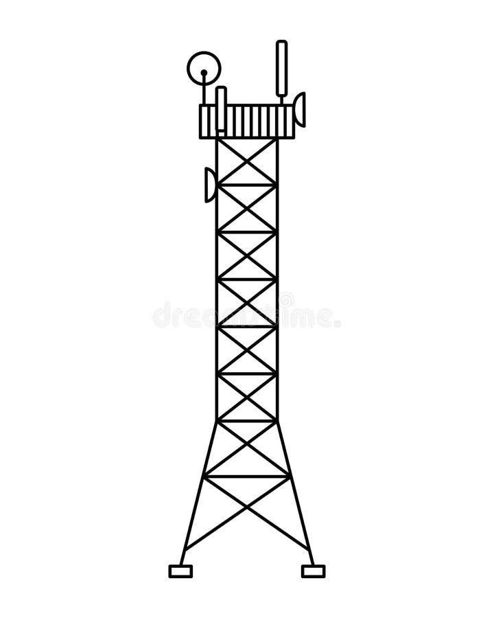 Vector Illustration of a Cellular Communication Tower. 5G, 4g Signal ...