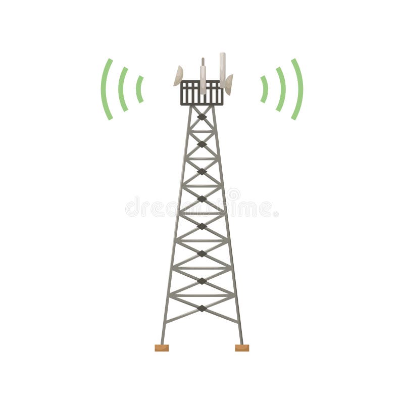 Vector Illustration of a Cellular Communication Tower. 5G, 4g Signal ...
