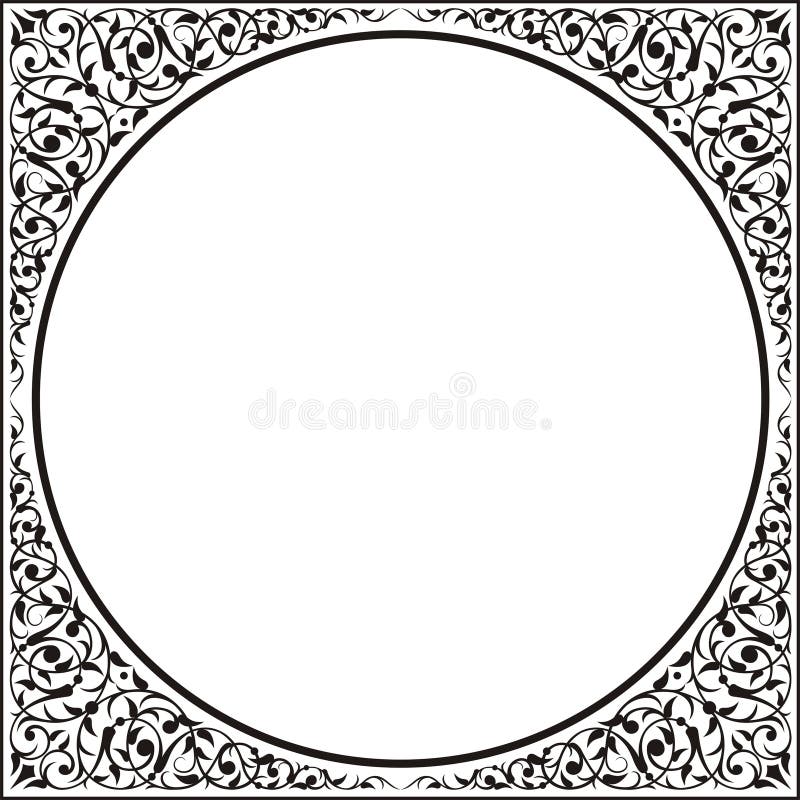 Vector Illustration for Center Square and Round Frame Ornament Design ...